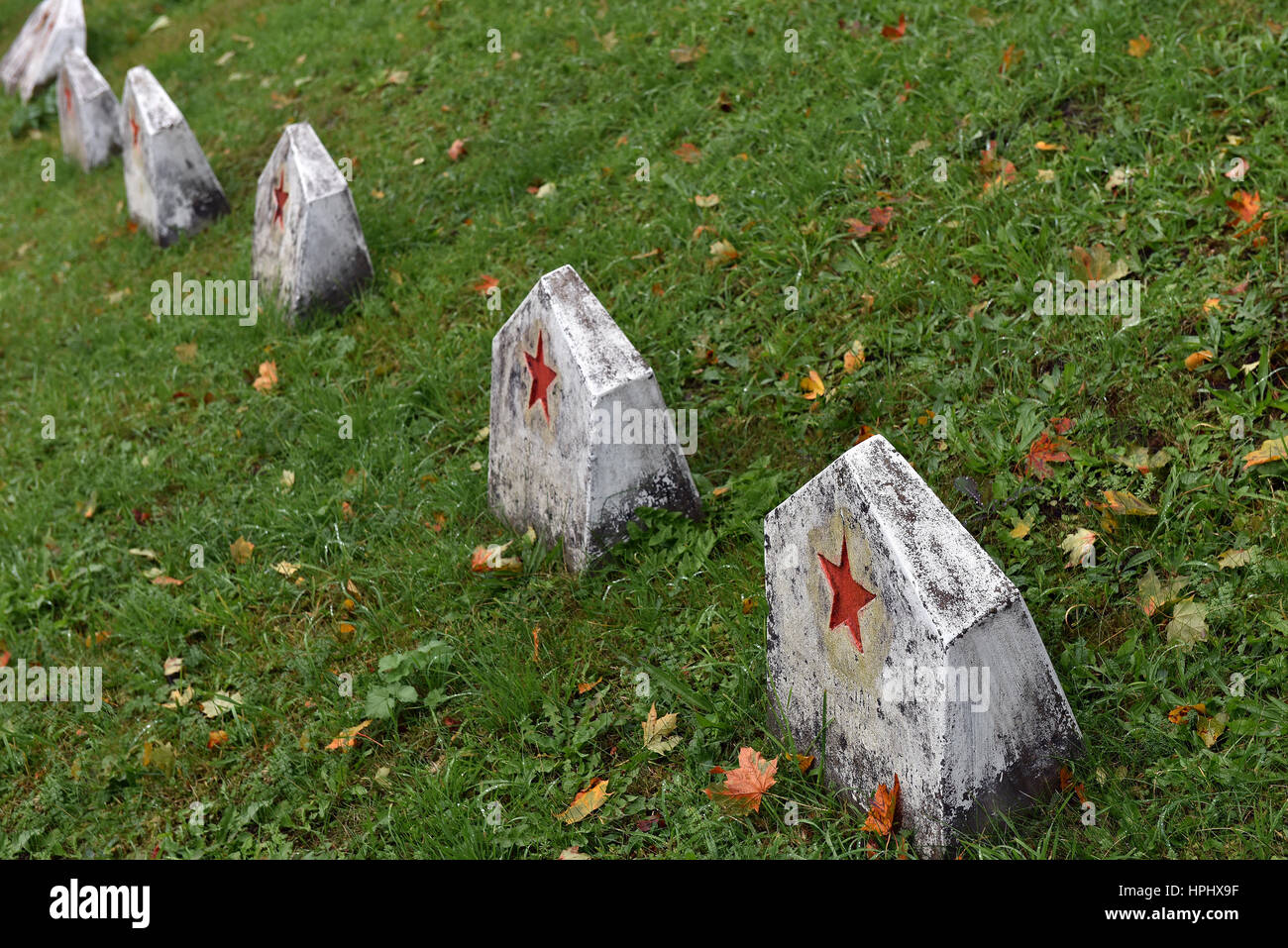 Russian soldier cemetery with the graves of the Soviet soldiers Stock ...