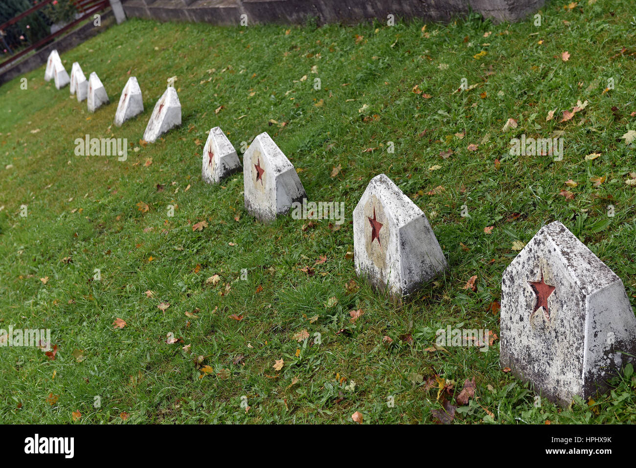 Russian soldier cemetery with the graves of the Soviet soldiers Stock ...