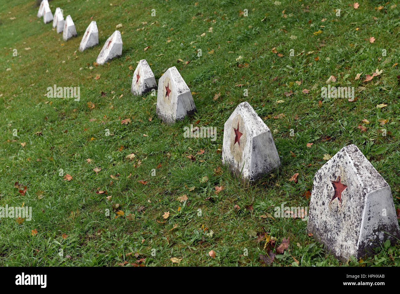 Russian soldier cemetery with the graves of the Soviet soldiers Stock ...