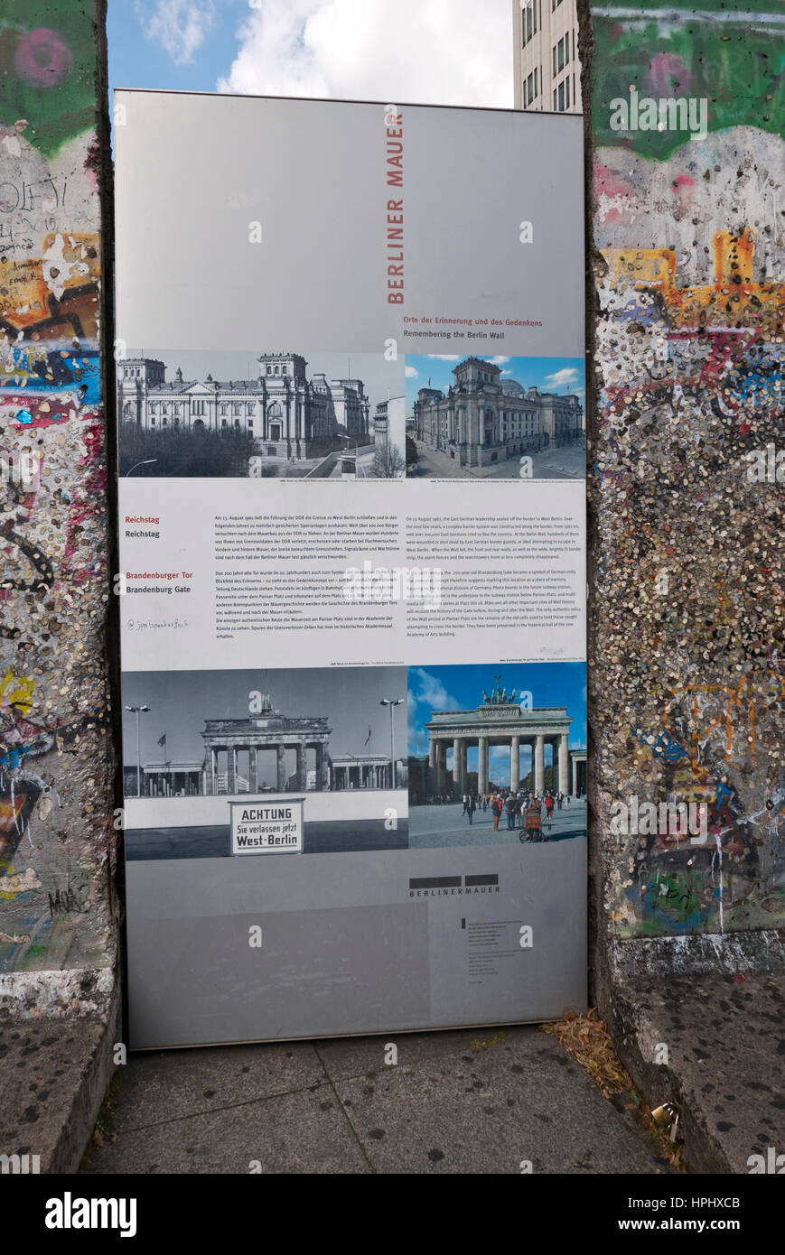 Remaining remnant of the Berlin Wall on display, Berlin, Germany. The ...
