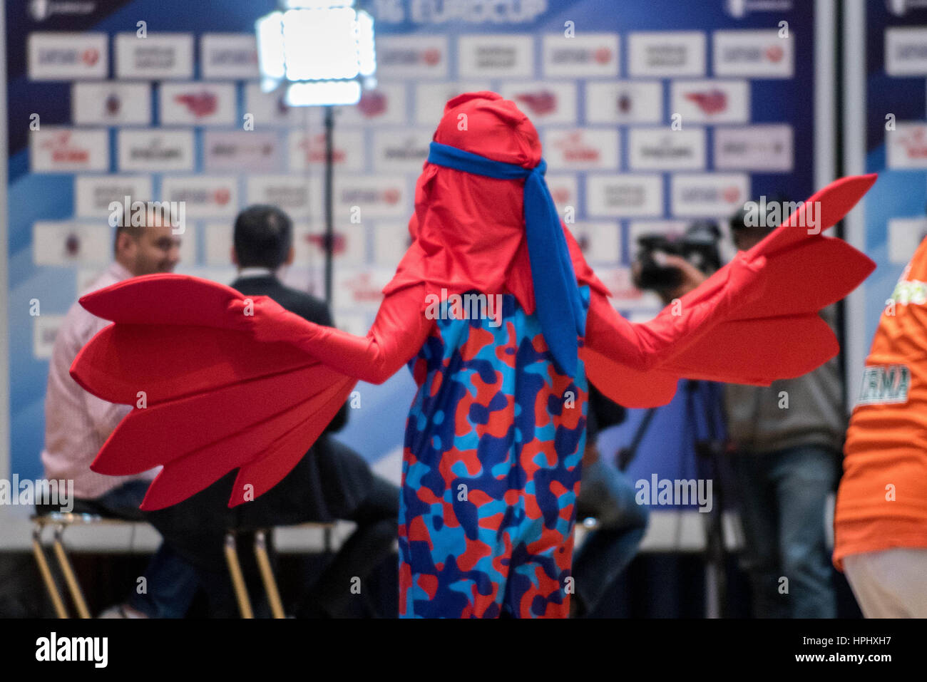 October 28, 2015: Steaua's mascot during the Eurocup Basketball game ...