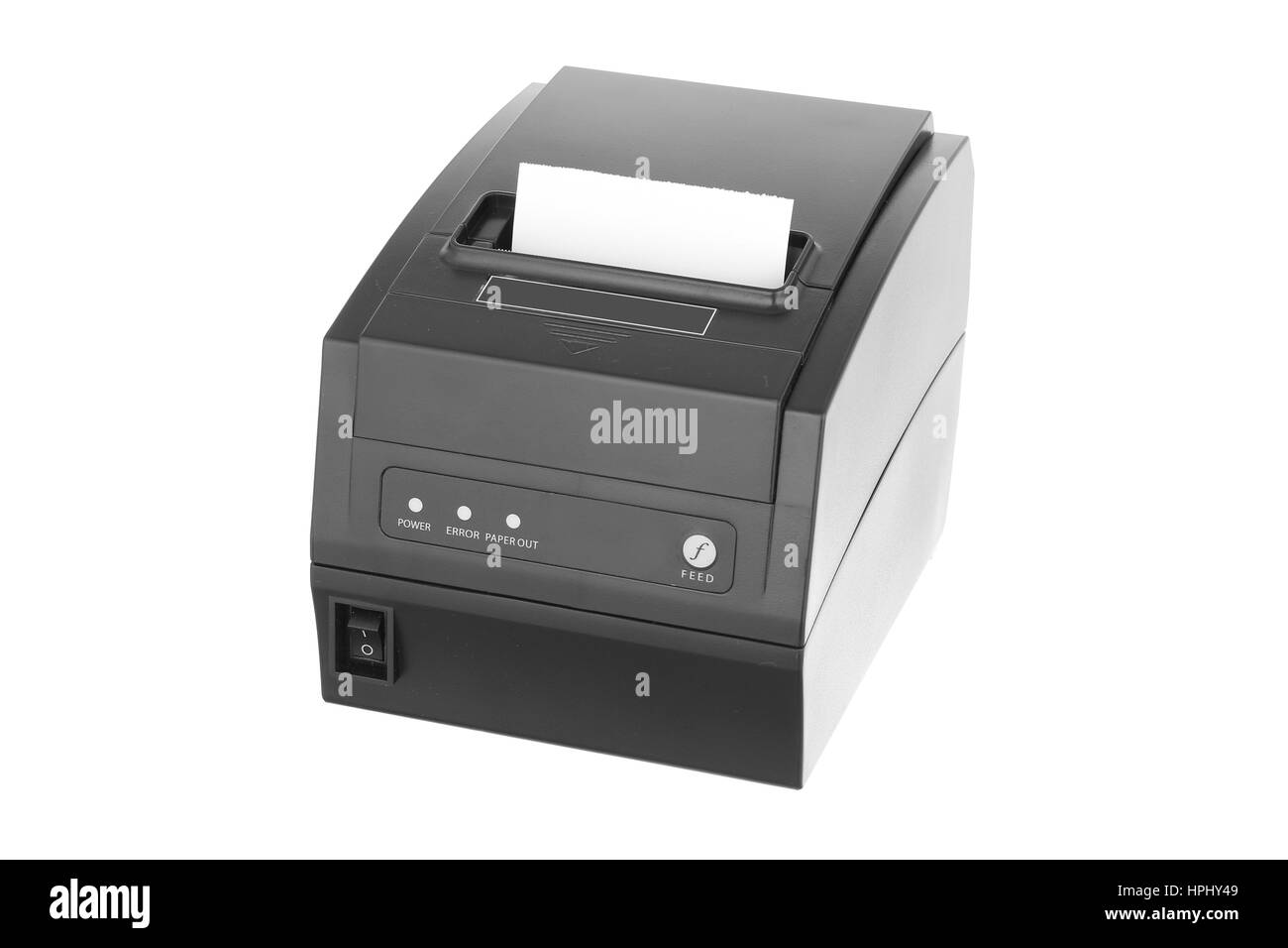 A black portable printer on white background Stock Photo - Alamy