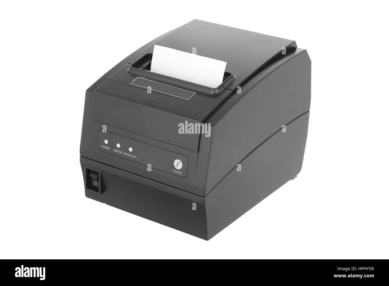 A black portable printer on white background Stock Photo - Alamy