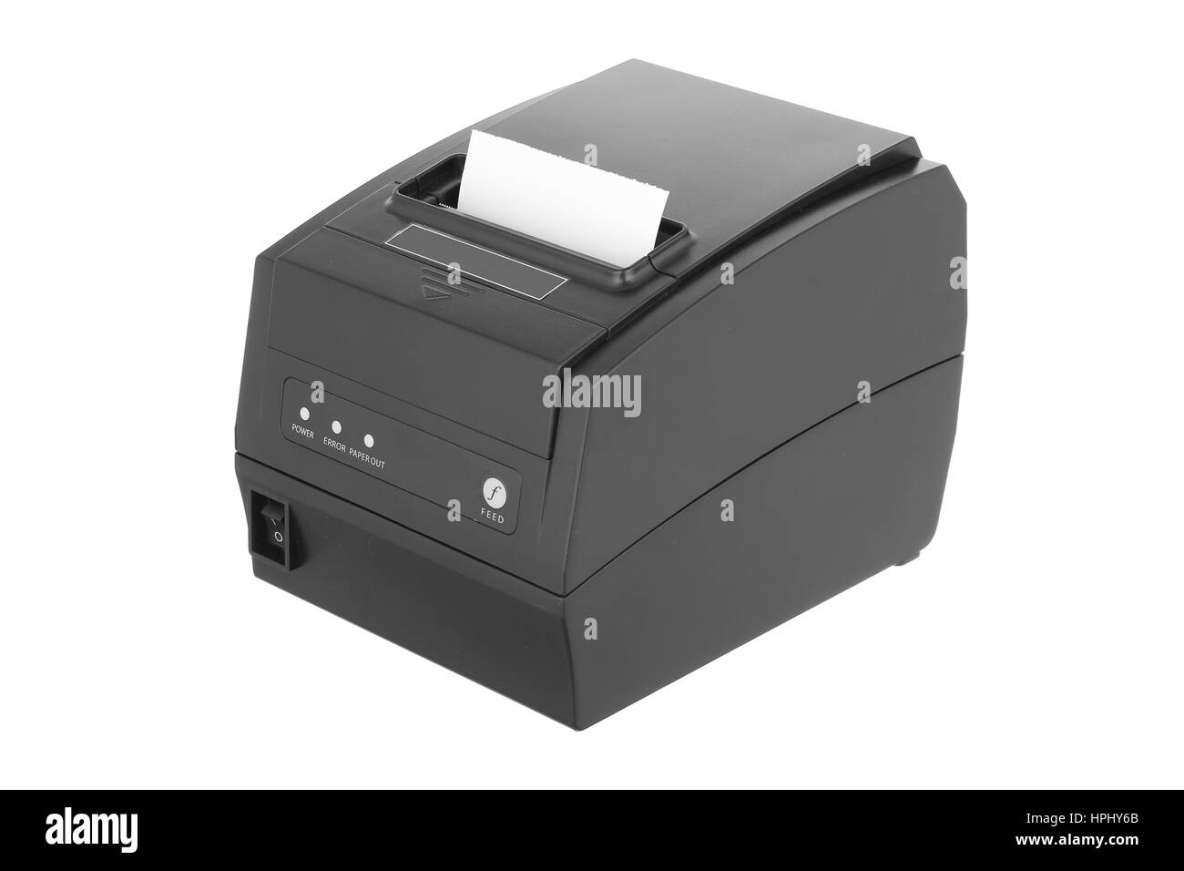 A black portable printer on white background Stock Photo - Alamy