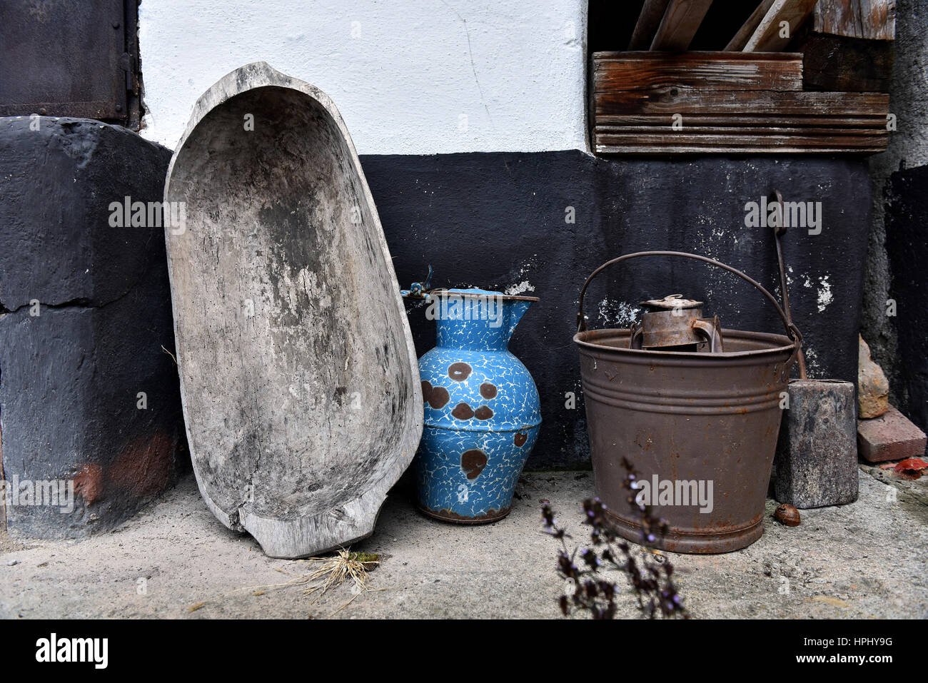 Collection of vintage antique objects in a rural house Stock Photo - Alamy