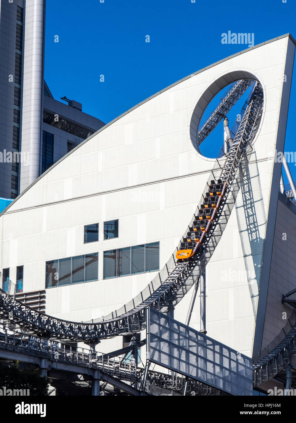 The Thunder Dolphin roller coaster at the Tokyo Dome City Attractions ...
