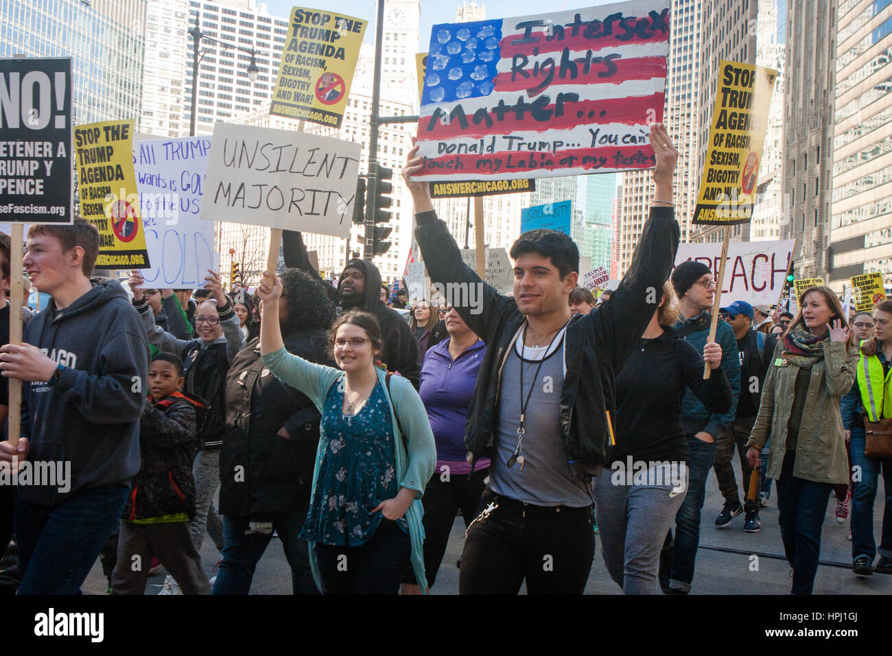 Chicago, Illinois - Feb. 19, 2017: Chicago marks the one-month ...