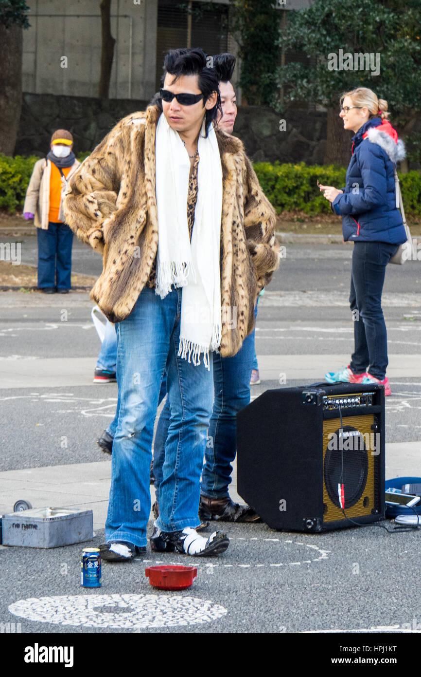 Tokyo Rockabilly Club members in Yoyogi Park, Shibuya, Tokyo, on a ...