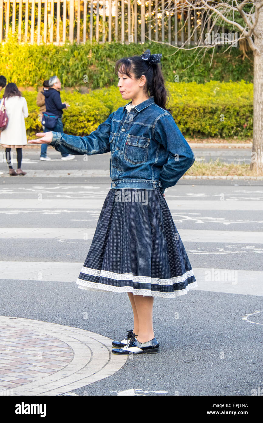 Tokyo Rockabilly Club member dancing in Yoyogi Park, Shibuya, Tokyo, on ...