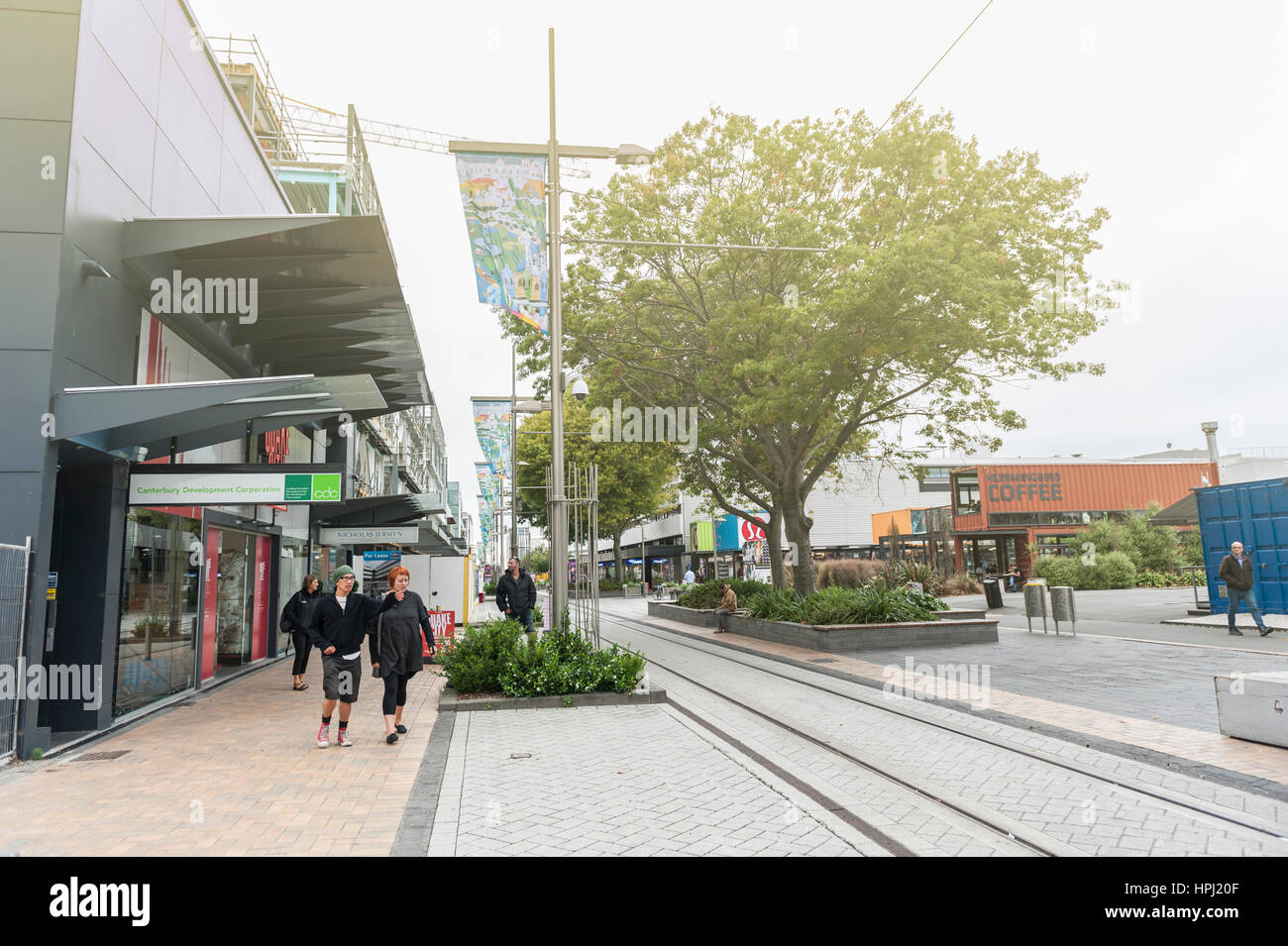 Christchurch, New Zealand - February 2016: Restart or Re:START Mall, an ...