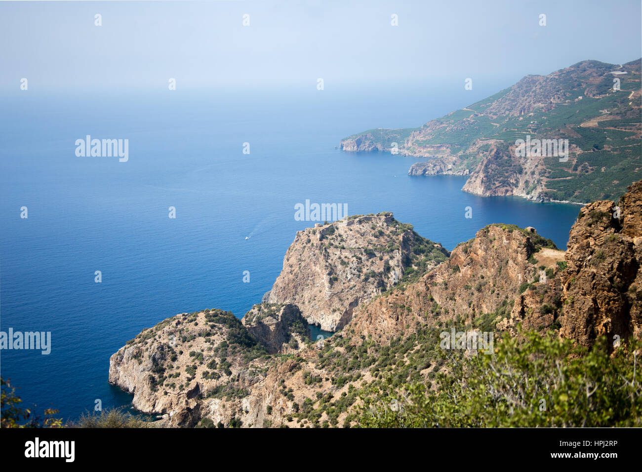 View over Delik Deniz bay in Gazipasha Alanya Turkey with rocks ...