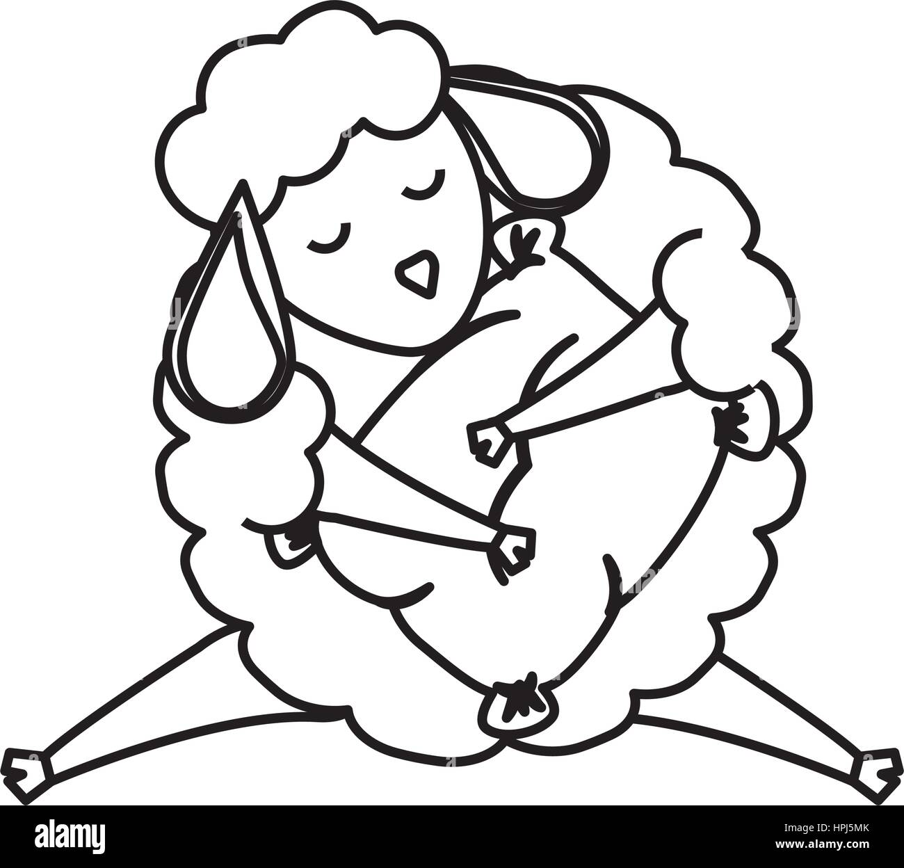 Sheep sleeping cartoon icon vector illustration graphic design Stock ...
