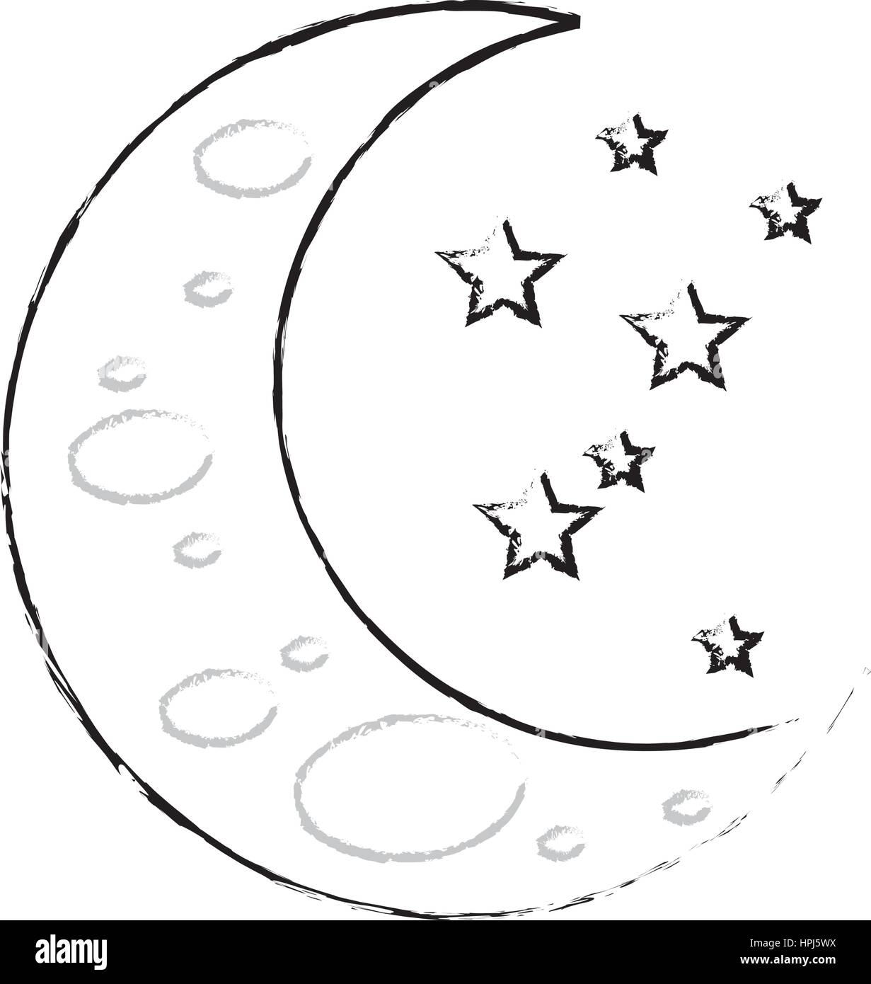 Happy Cartoon Moon Black and White Stock Photos & Images - Alamy