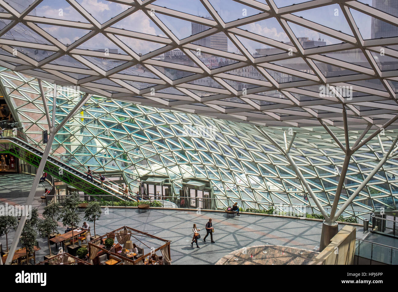 Golden terraces, Zlote Tarasy shopping mall, Warsaw, Poland Stock Photo ...