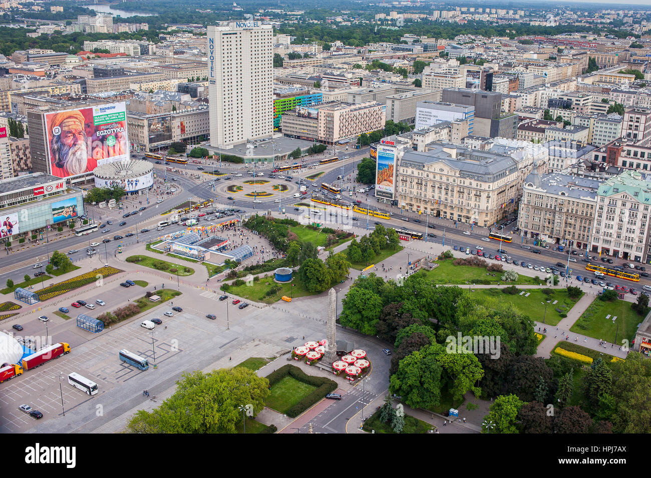 Plac Defilad square and skyline, from the viewpoint of Palace of ...