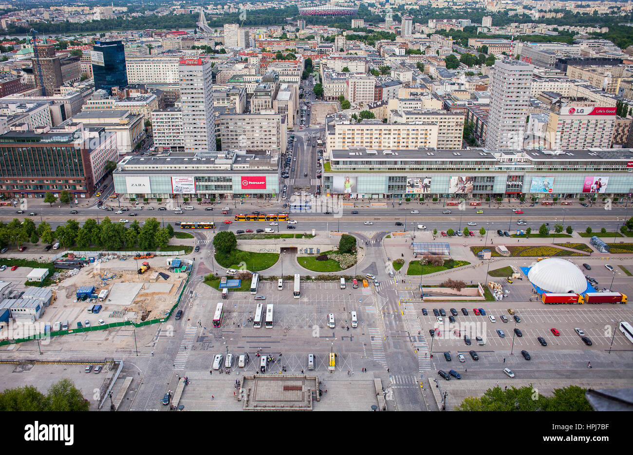Plac Defilad square and skyline, from the viewpoint of Palace of ...