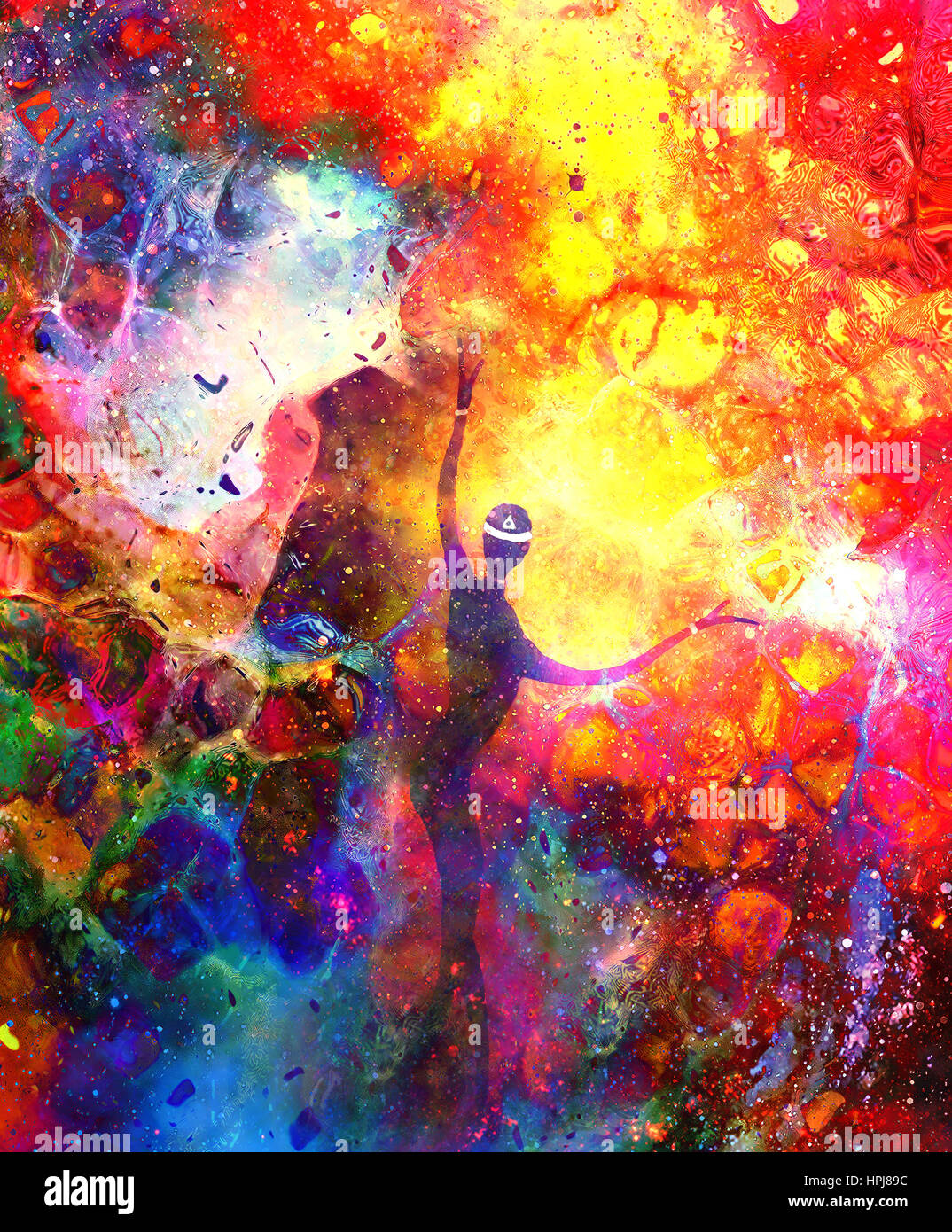 Spiritual beings in the universe. Painting and graphic effect Stock ...