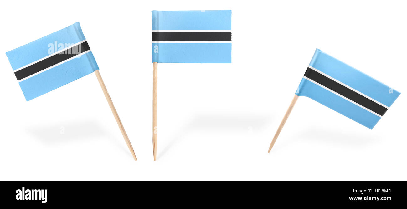 Small cocktail flags of Botswana in different positions isolated on ...