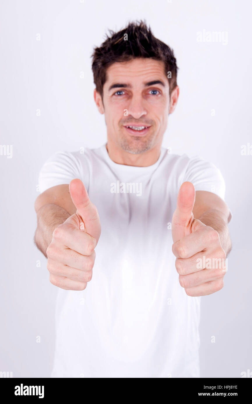 Model released , Mann mit erhobenen Daumen - man with thumbs up Stock ...