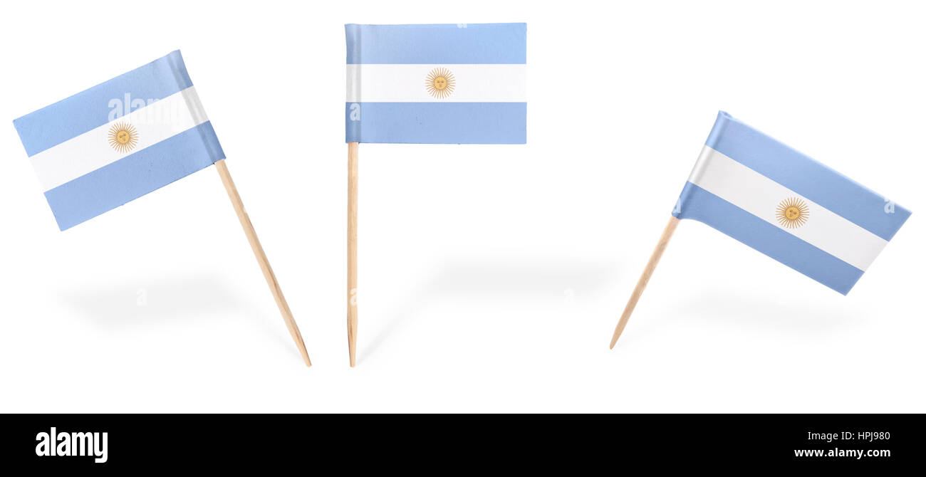 Small cocktail flags of Argentina in different positions isolated on ...