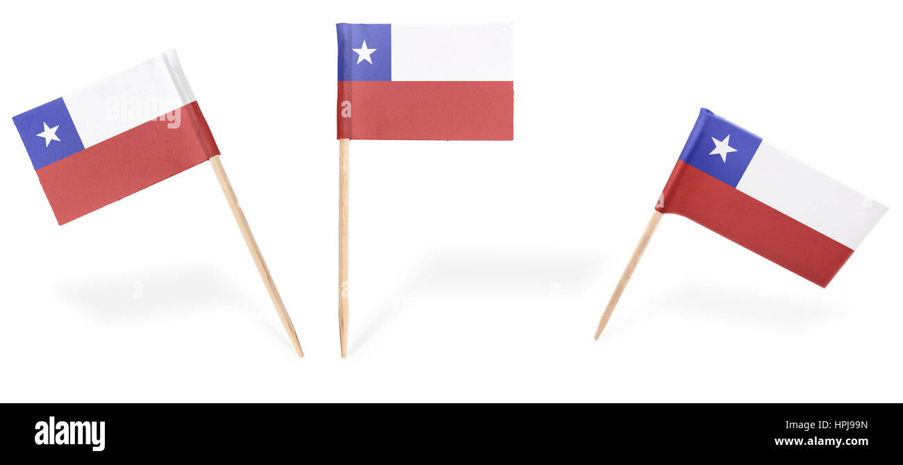 Small cocktail flags of Chile in different positions isolated on white ...