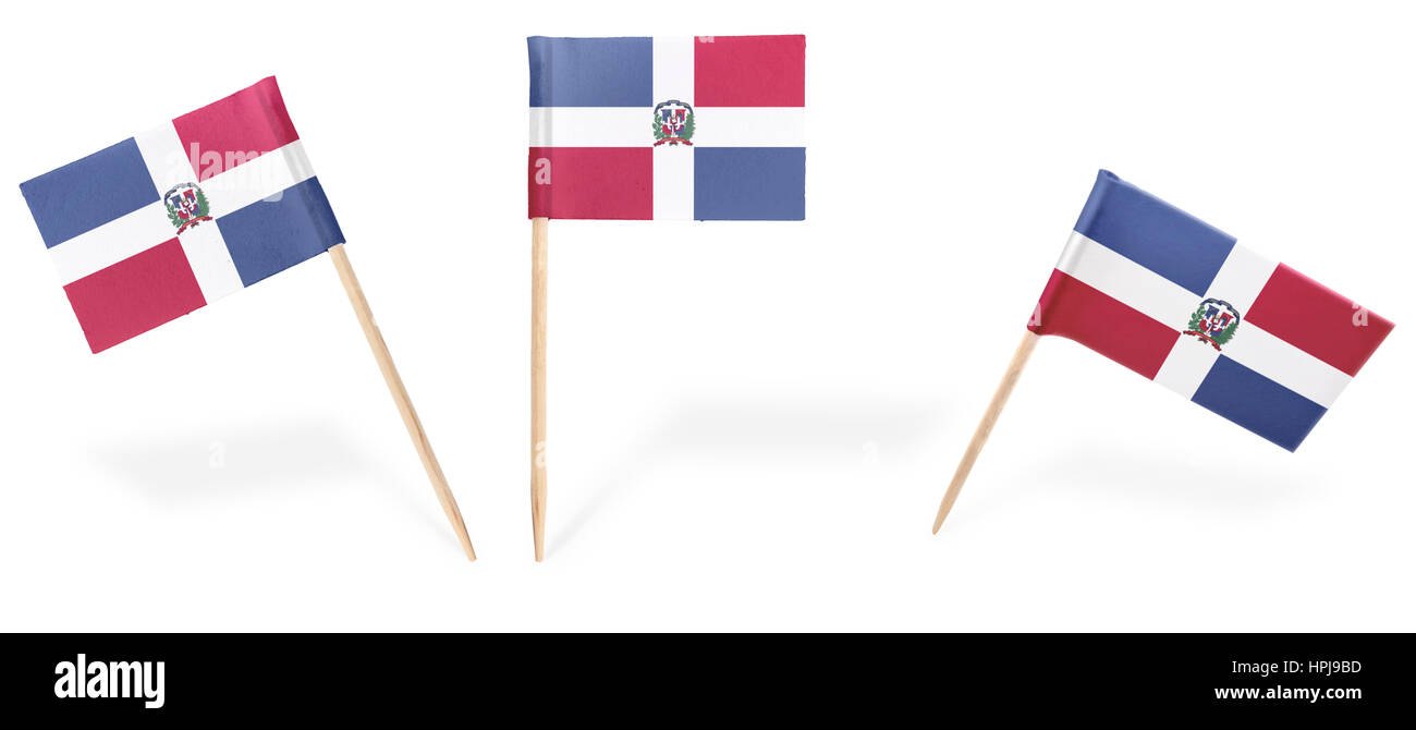 Small cocktail flags of Dominican Republic in different positions ...