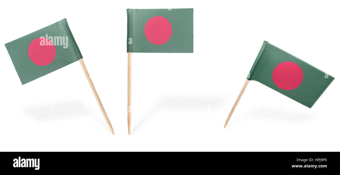 Small cocktail flags of Bangladesh in different positions isolated on ...