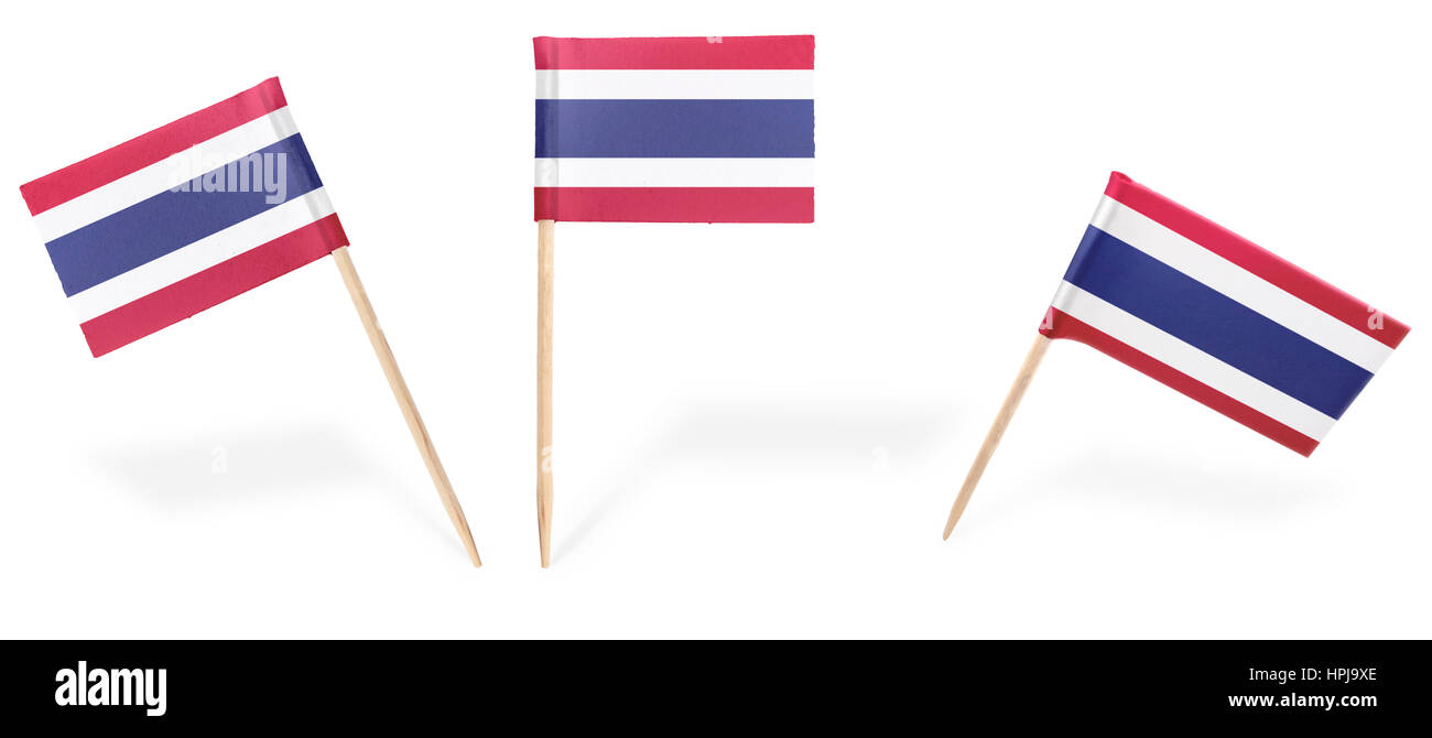 Small cocktail flags of Thailand in different positions isolated on ...