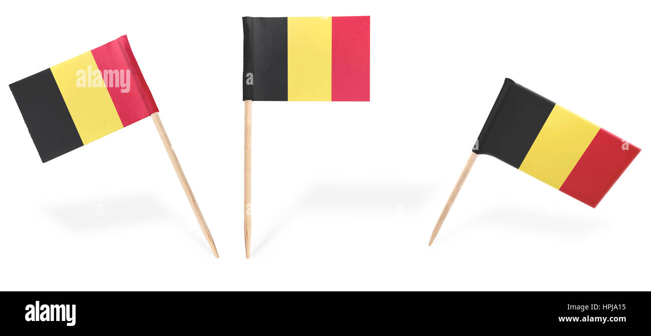 Small cocktail flags of Belgium in different positions isolated on ...