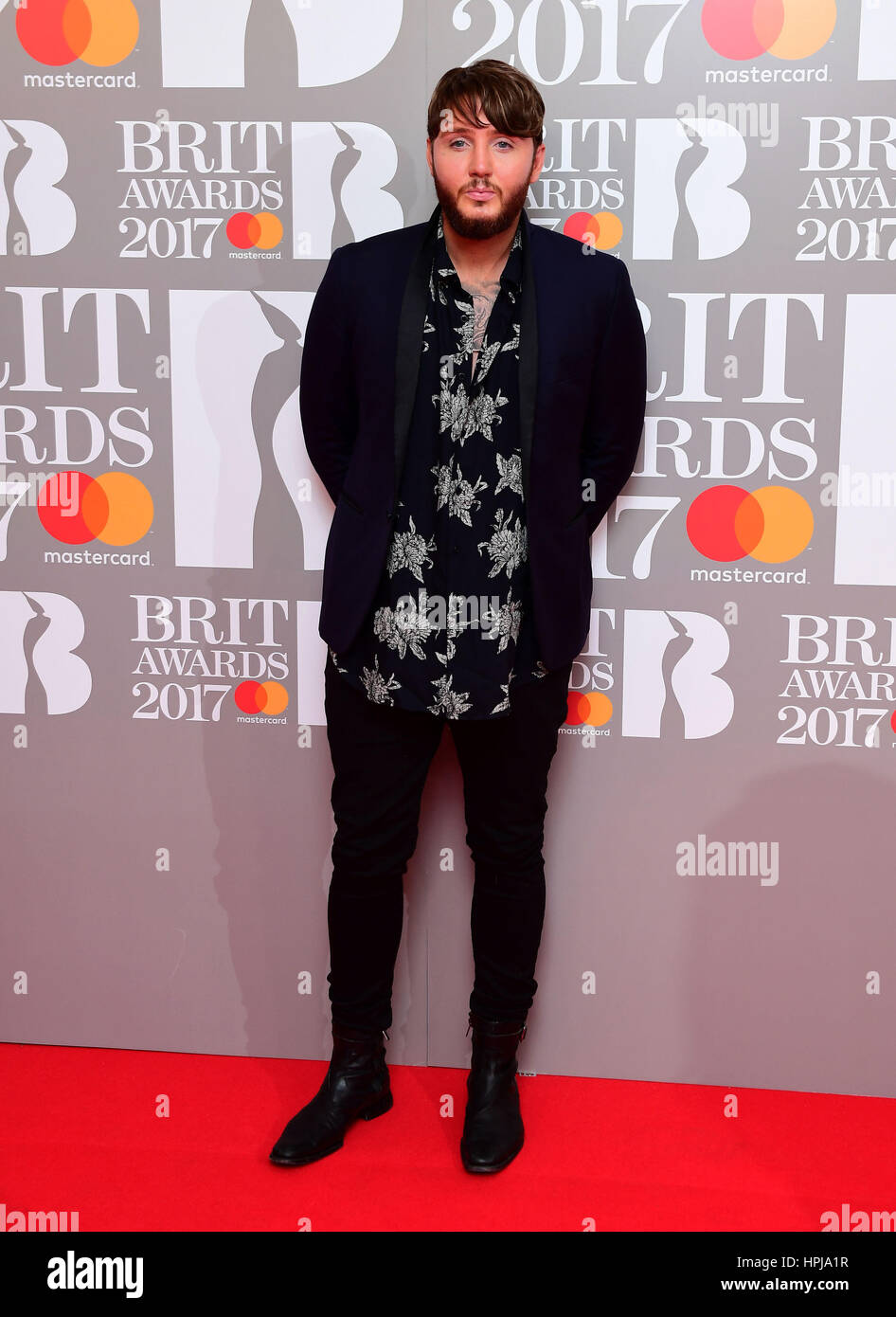 James Arthur attending the Brit Awards at the O2 Arena, London Stock ...