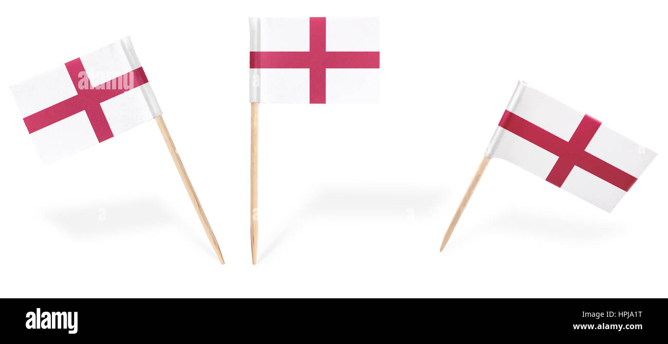 Small cocktail flags of England in different positions isolated on ...