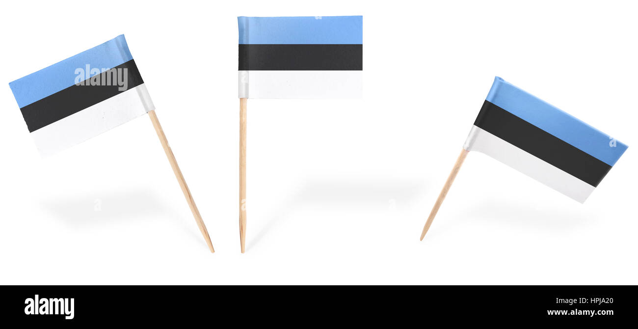 Small cocktail flags of Estonia in different positions isolated on ...