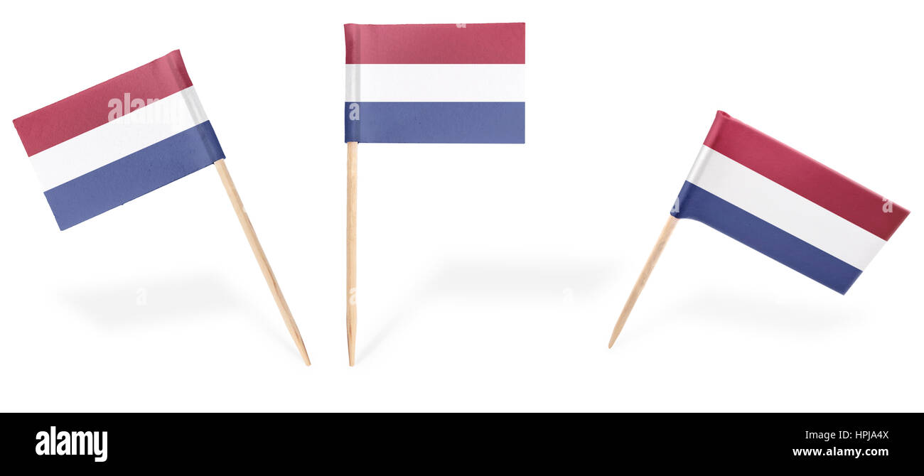 Small cocktail flags of Netherlands in different positions isolated on ...
