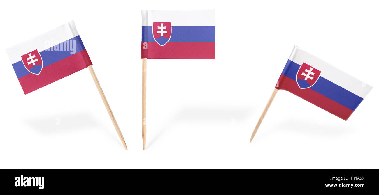 Small cocktail flags of Slovakia in different positions isolated on ...