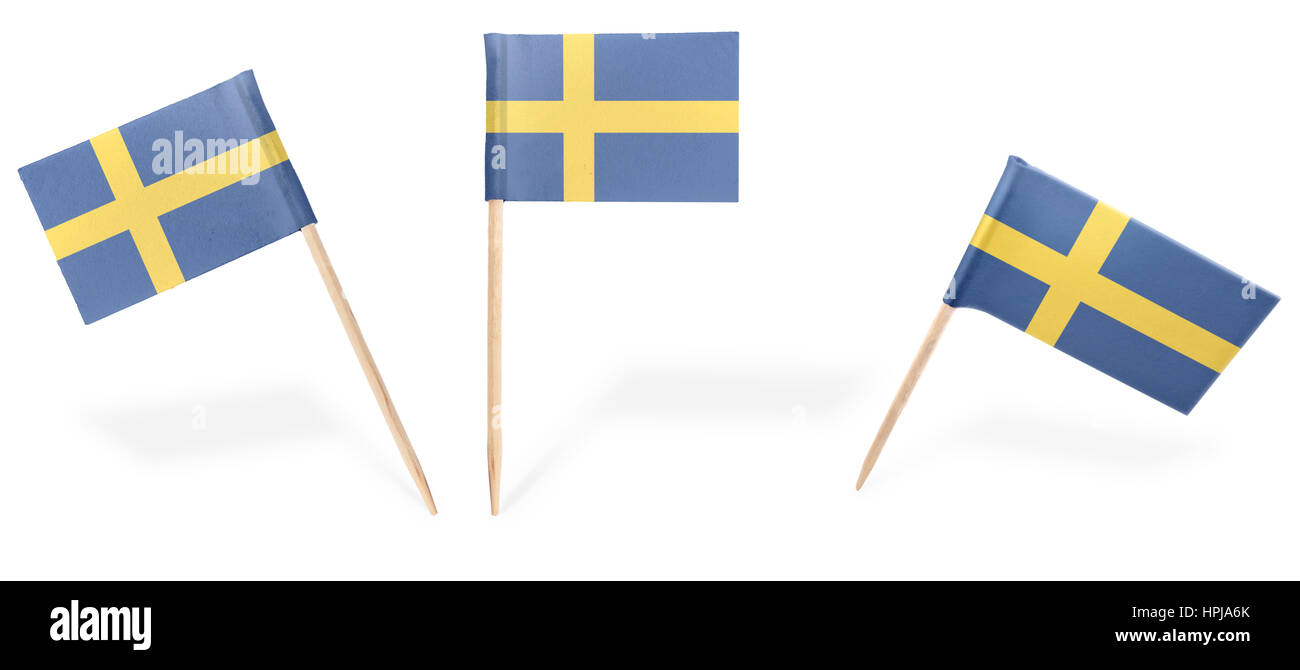 Small cocktail flags of Sweden in different positions isolated on white ...