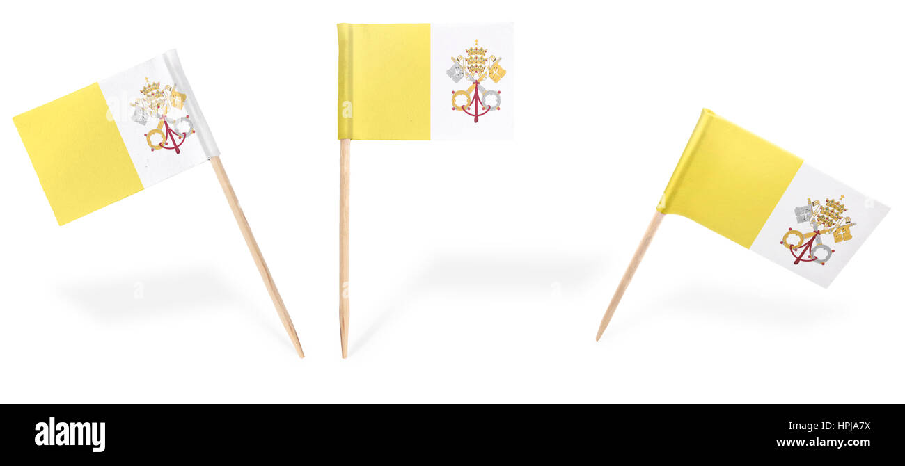 Small cocktail flags of Vatican City in different positions isolated on ...