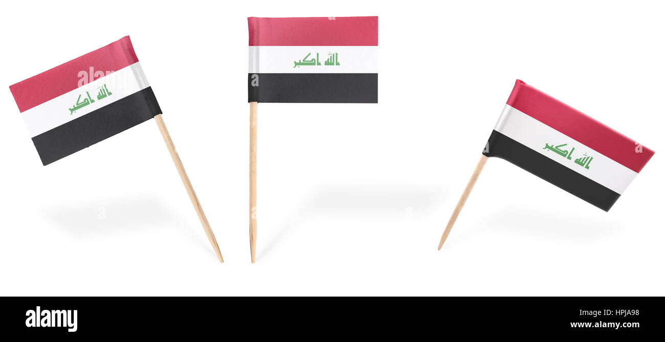 Small cocktail flags of Iraq in different positions isolated on white ...