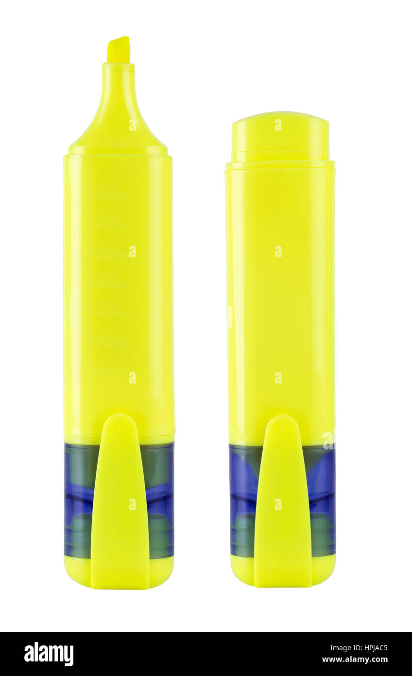 Yellow text highlighter pen isolated on white background Stock Photo ...