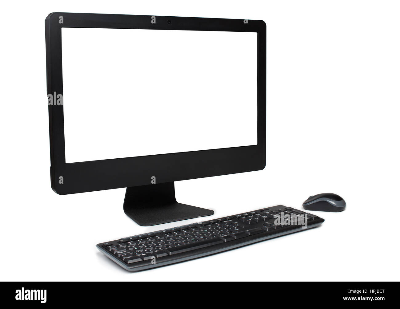 Widescreen business computer with blank screen. Isolated on white ...