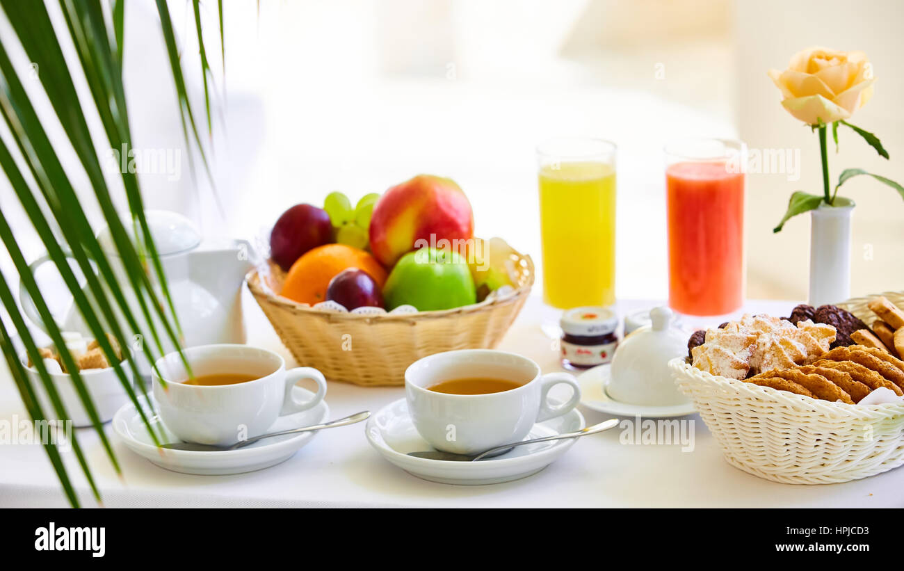 delicious breakfast for two at the luxury hotel Stock Photo - Alamy