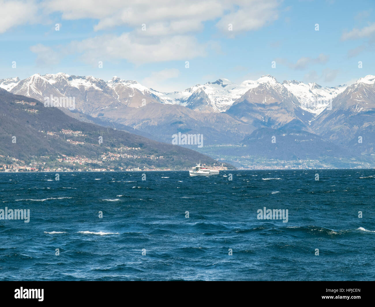 Lake of Como, Italy: Picture of the lake to the north with snow-capped ...
