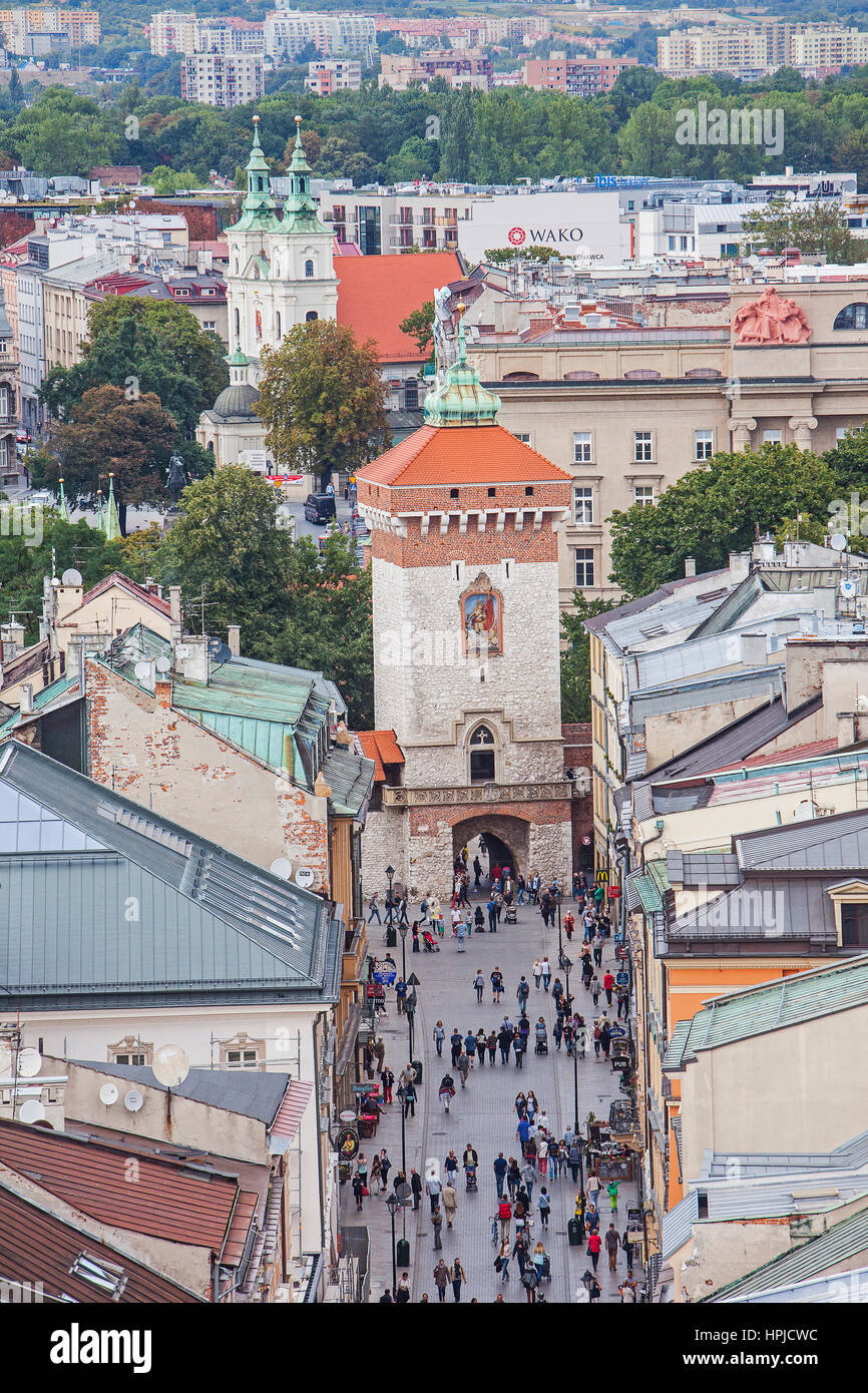 Florianska street with Florian's Gate,Old town, Krakow, Poland, Krakow ...