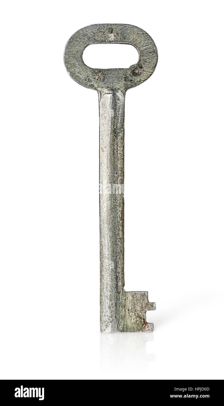 Old rusty big key vertically isolated on white background Stock Photo ...