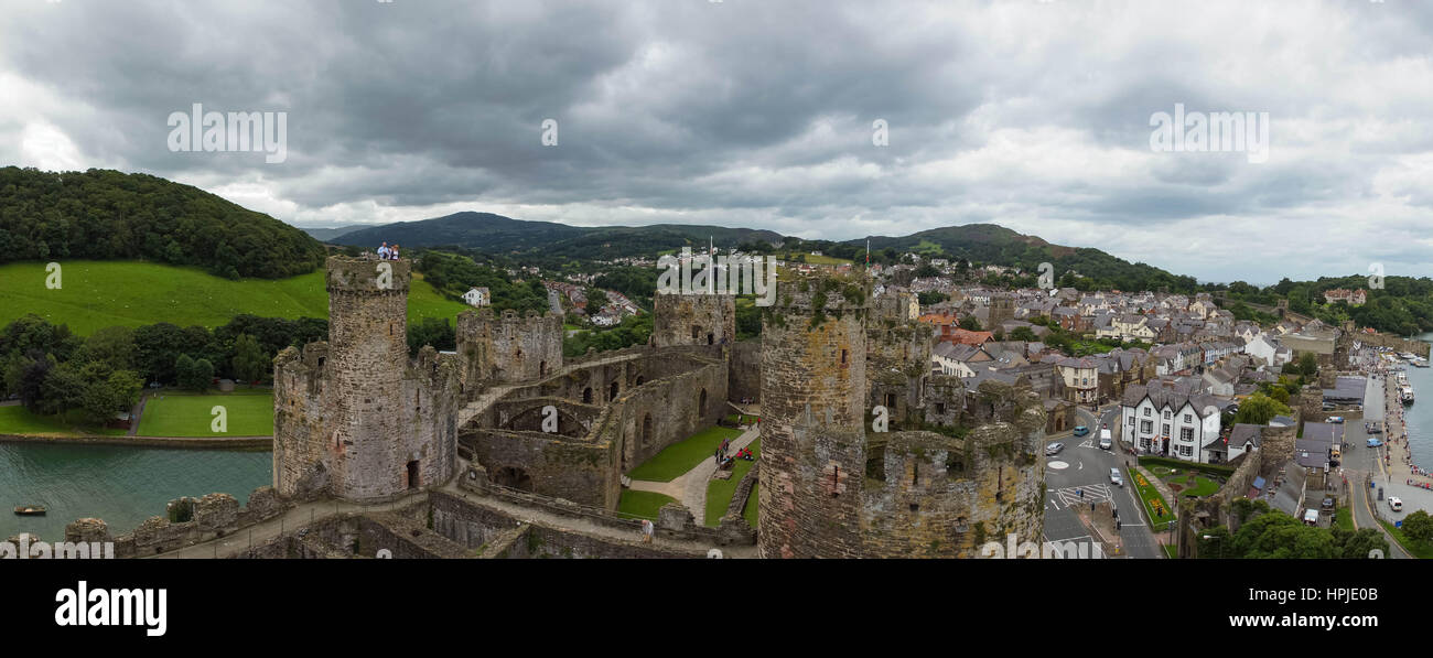 Conwy castle and fortifications, Wales, England Stock Photo - Alamy