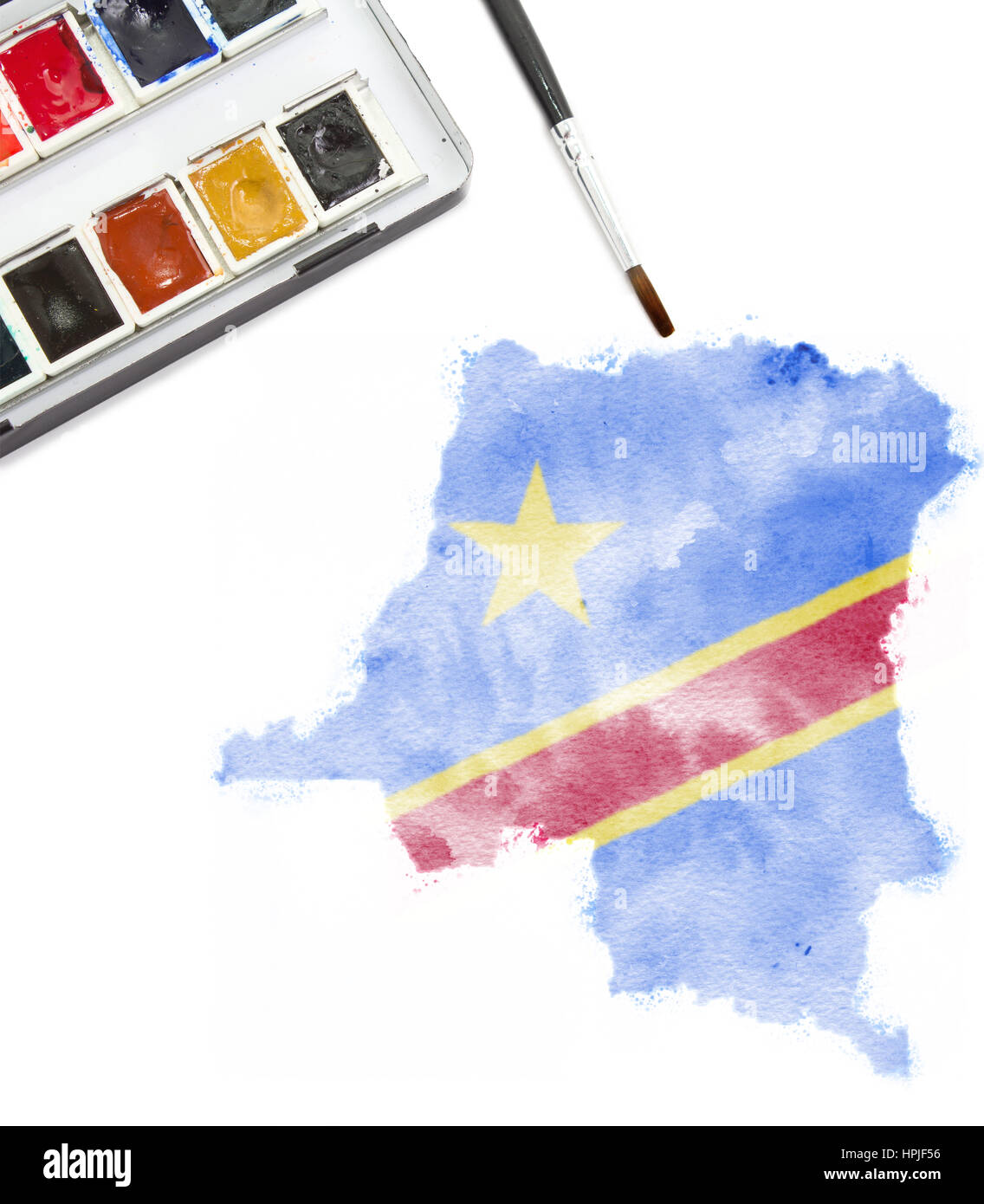 A watercolor painting of Democratic Republic of the Congo in the ...