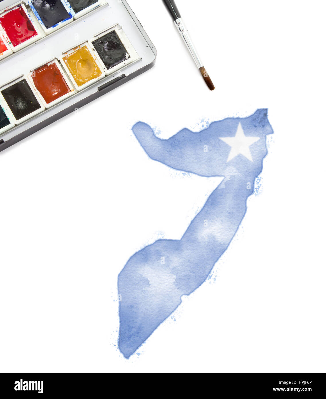 A watercolor painting of Somalia in the national colors.(series Stock ...