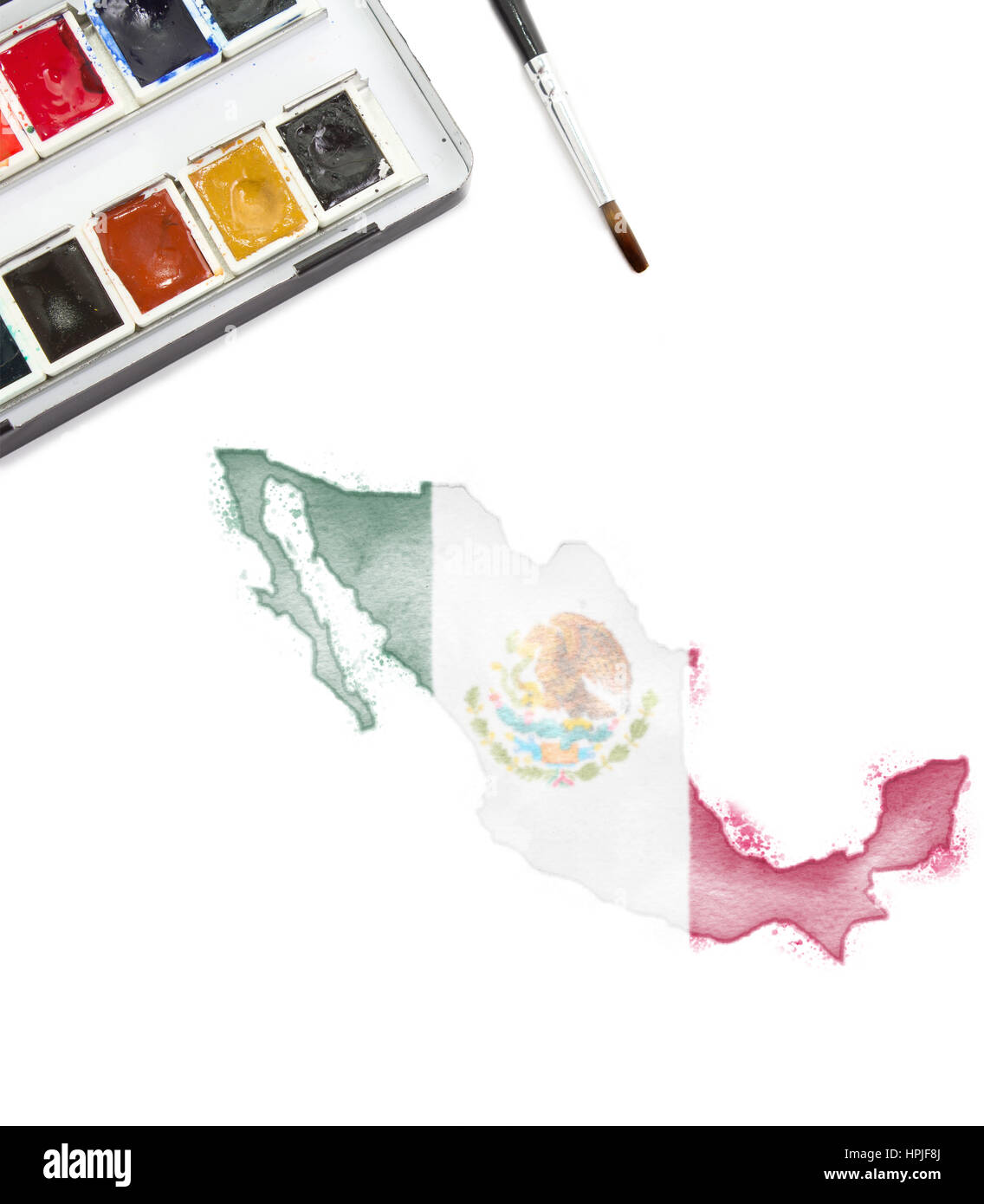 A watercolor painting of Mexico in the national colors.(series Stock ...