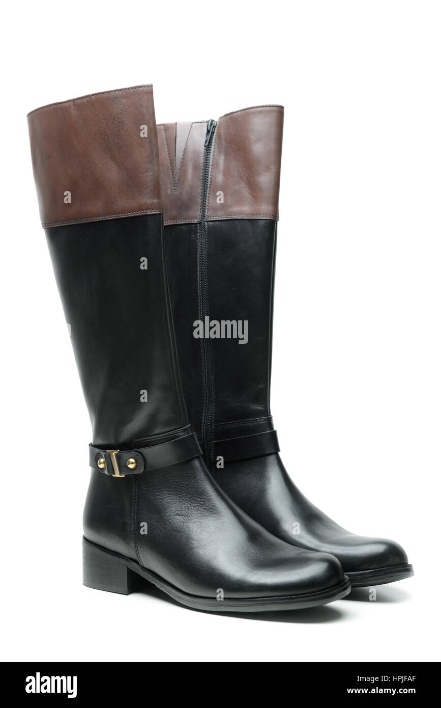 Pair of leather riding boots cut out isolated on white background Stock ...