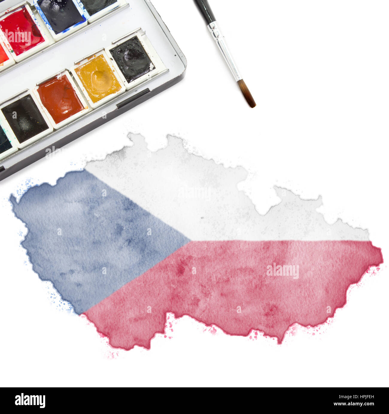 A watercolor painting of Czech Republic in the national colors.(series ...