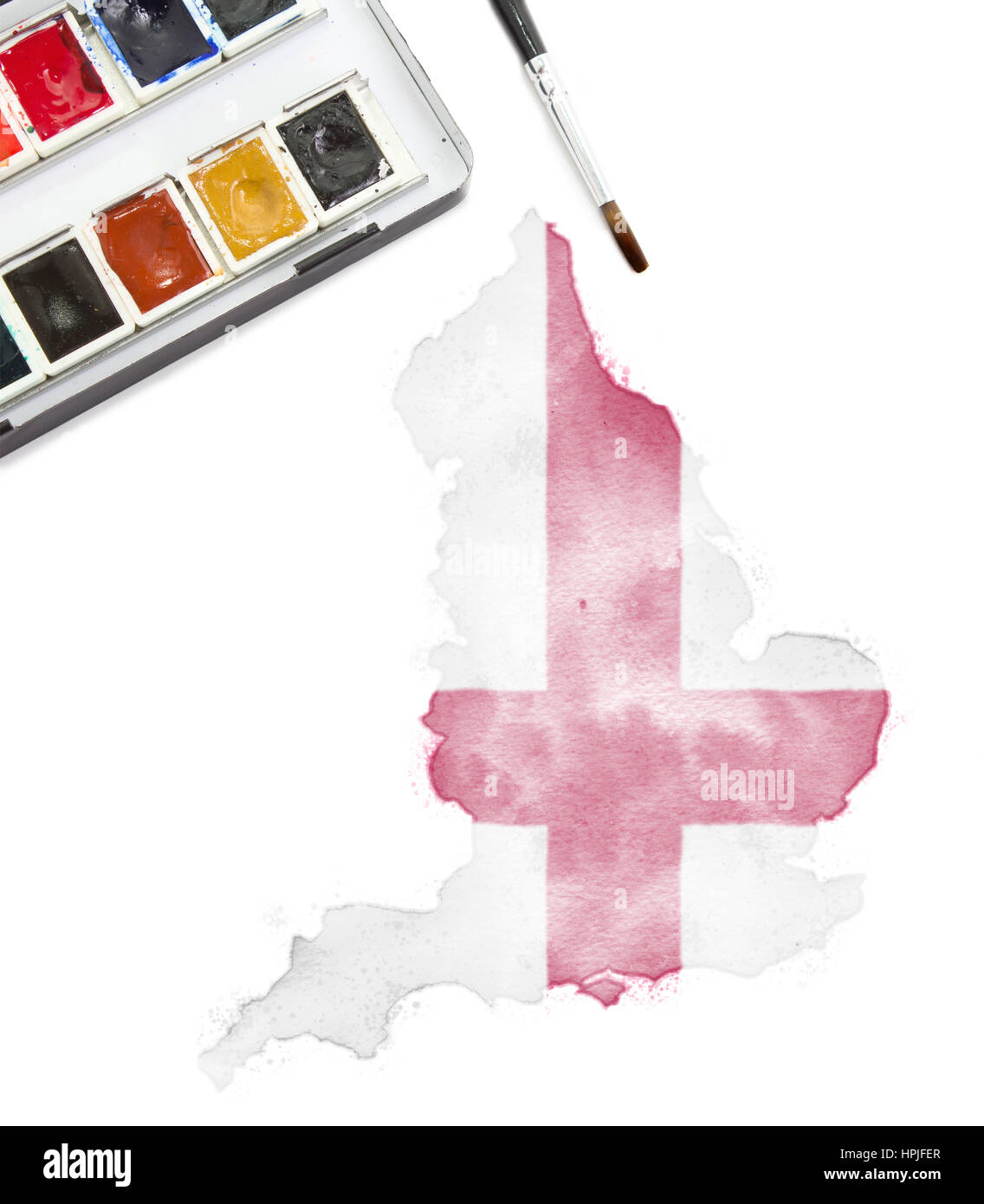 A watercolor painting of England in the national colors.(series Stock ...